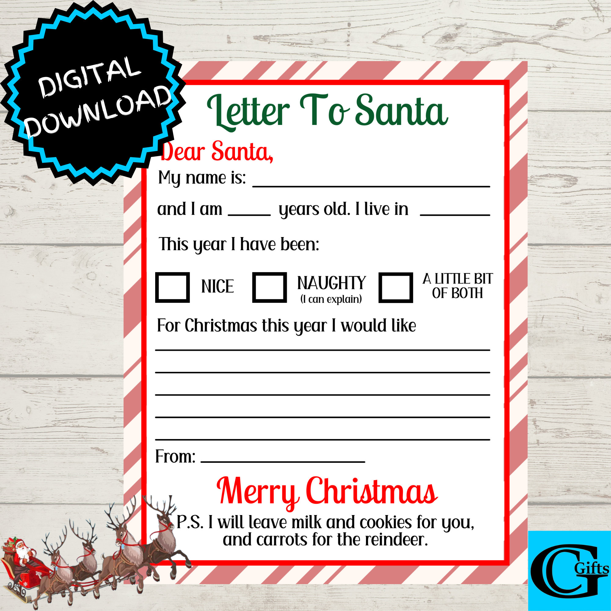 Printable Letter to Santa, Kids Letter to Santa, Santa Letter ...