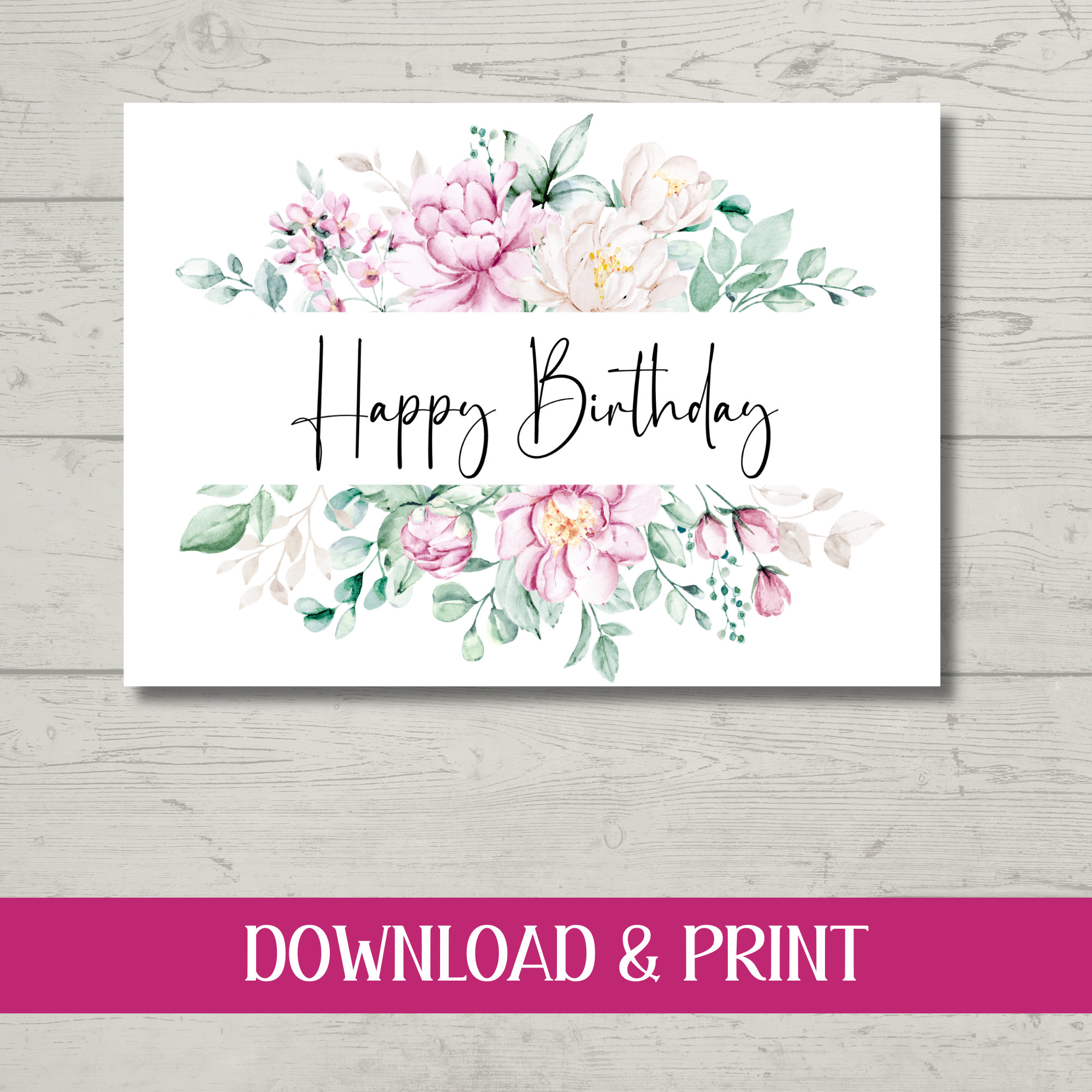 Printable Floral Birthday Card, Wildflowers Birthday Card, Printable ...