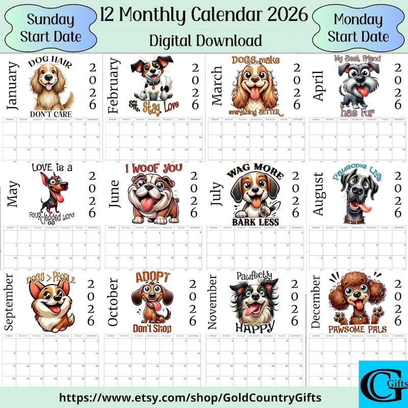 Cartoon Calendars - Etsy