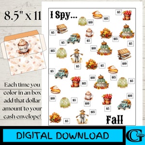 I Spy Fall Savings Challenge and Cash Envelope, Printable Savings ...