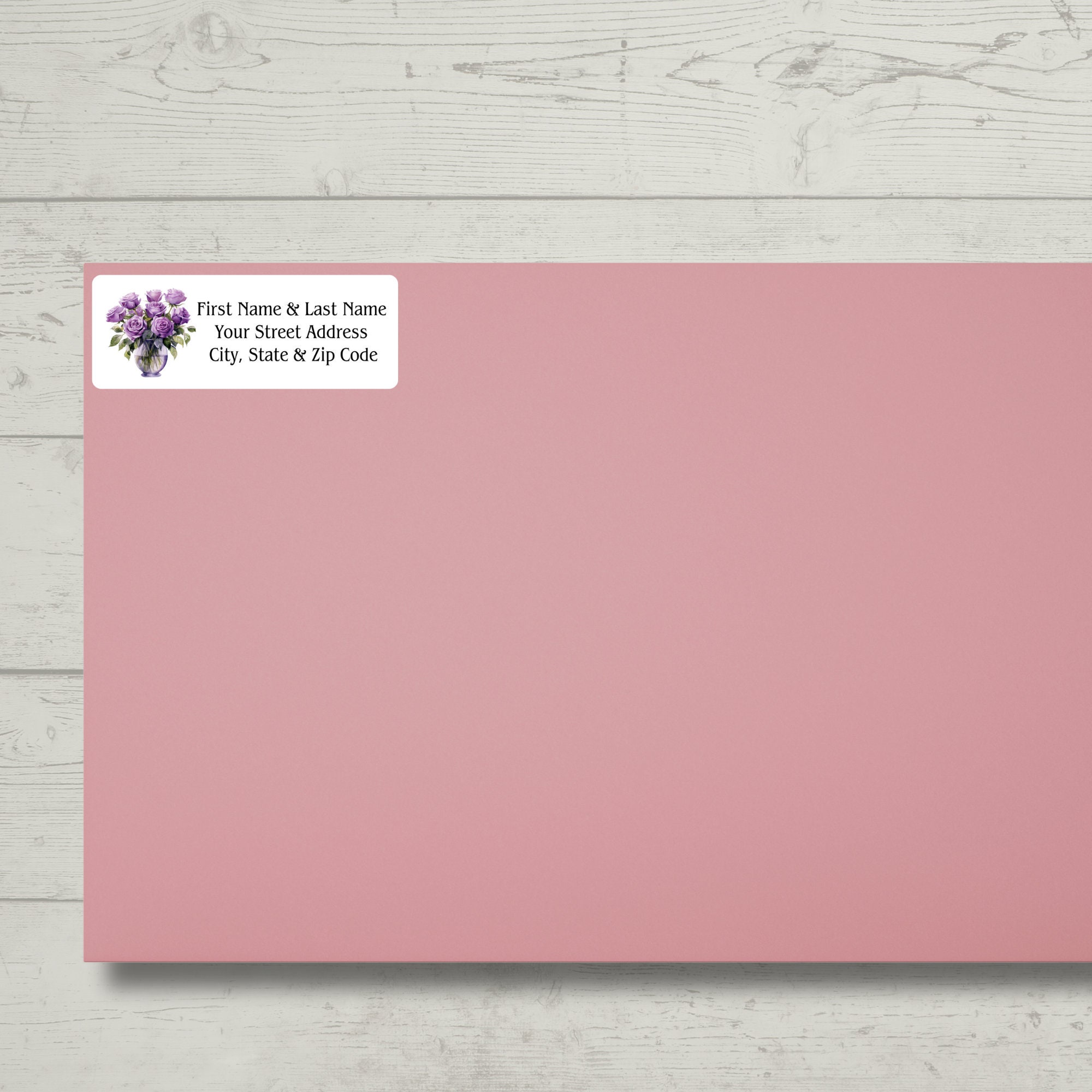 Personalized Address Labels, Purple Rose Return Address Labels, Custom ...