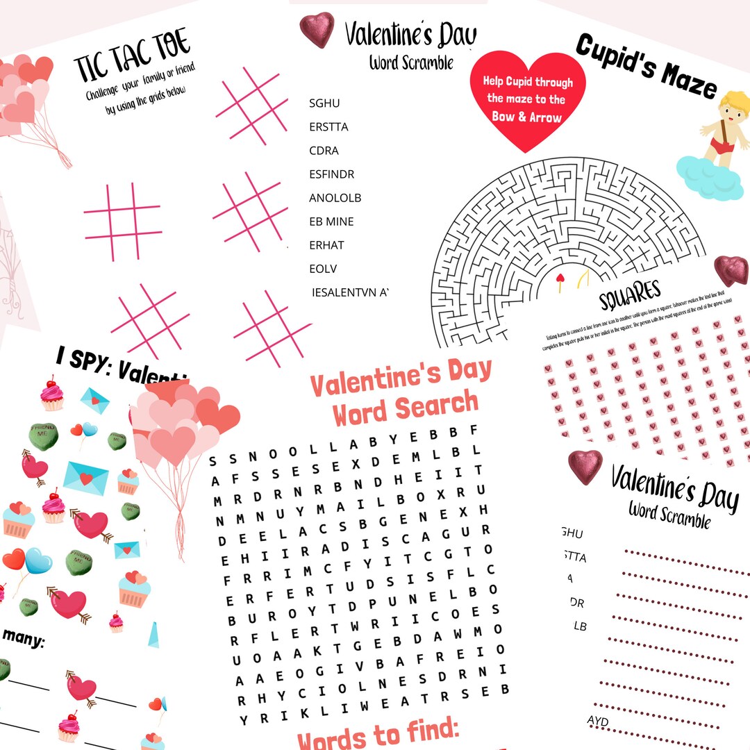 Valentine's Day Activity Set - Printable Activities for Kids and Adults ...