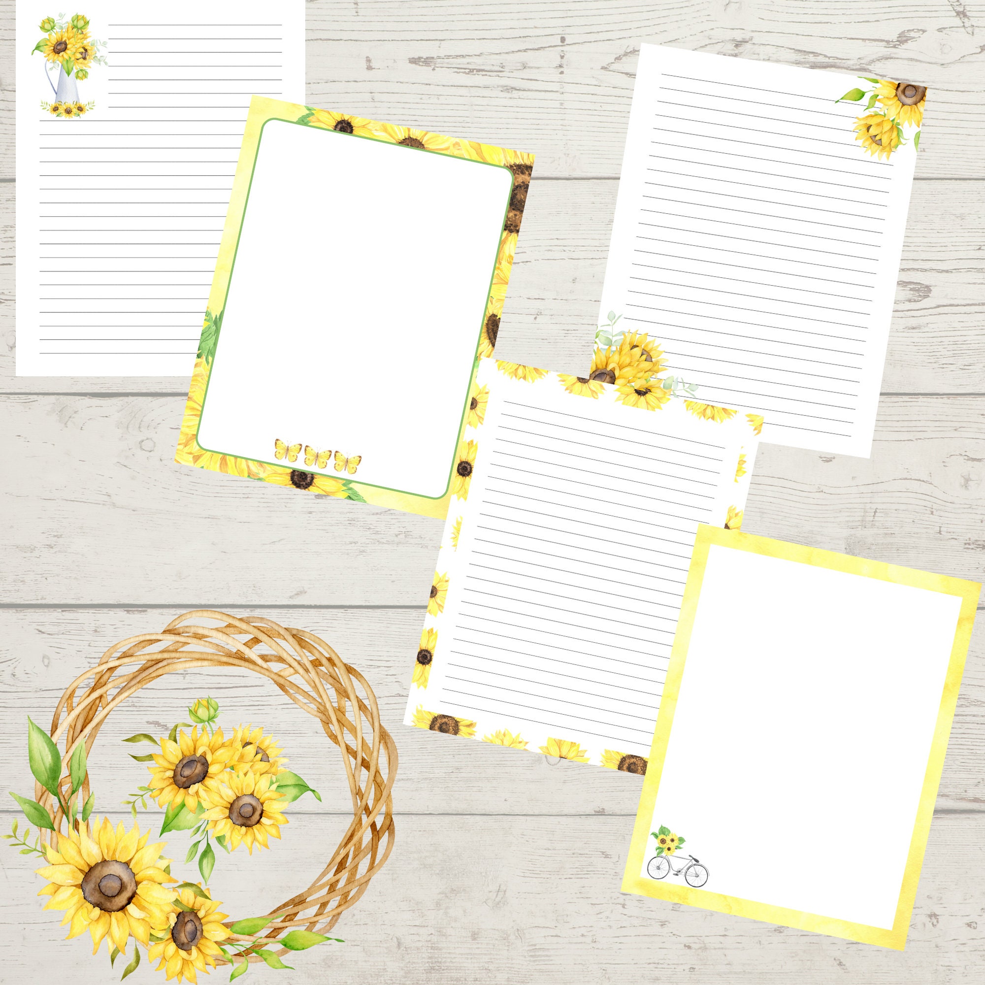 Sunflower Stationery, Printable Sunflower Stationery, Sunflower ...