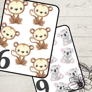 Number Flashcards With Jungle Animals, 1 - 10 Digital Download ...