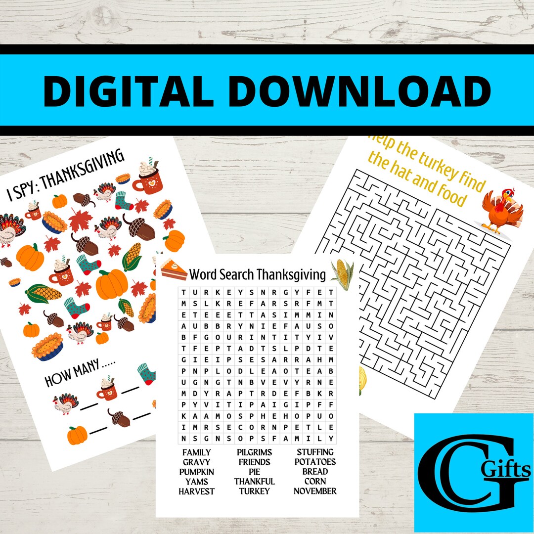 Printable Thanksgiving Activity Pages | Word Search | Maze | I Spy ...