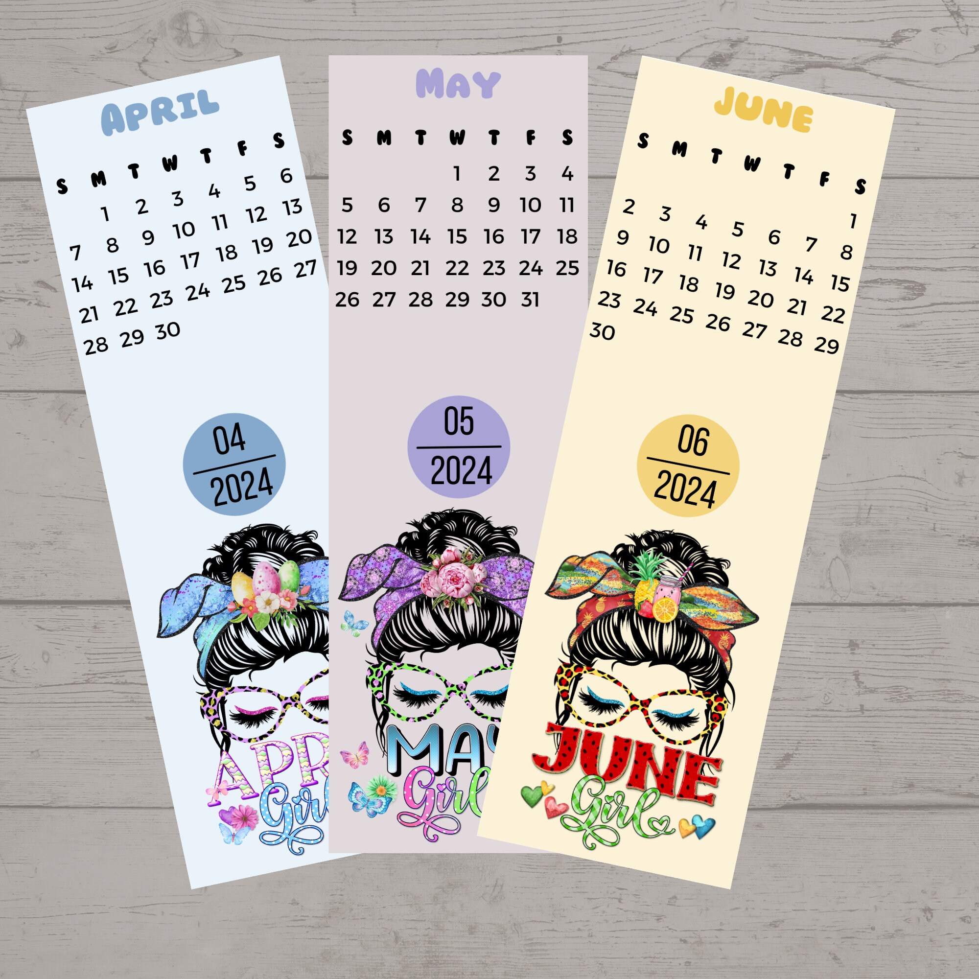 Digital 2024 Mini Desk Calendars, Instant Download, Printable, Messy ...