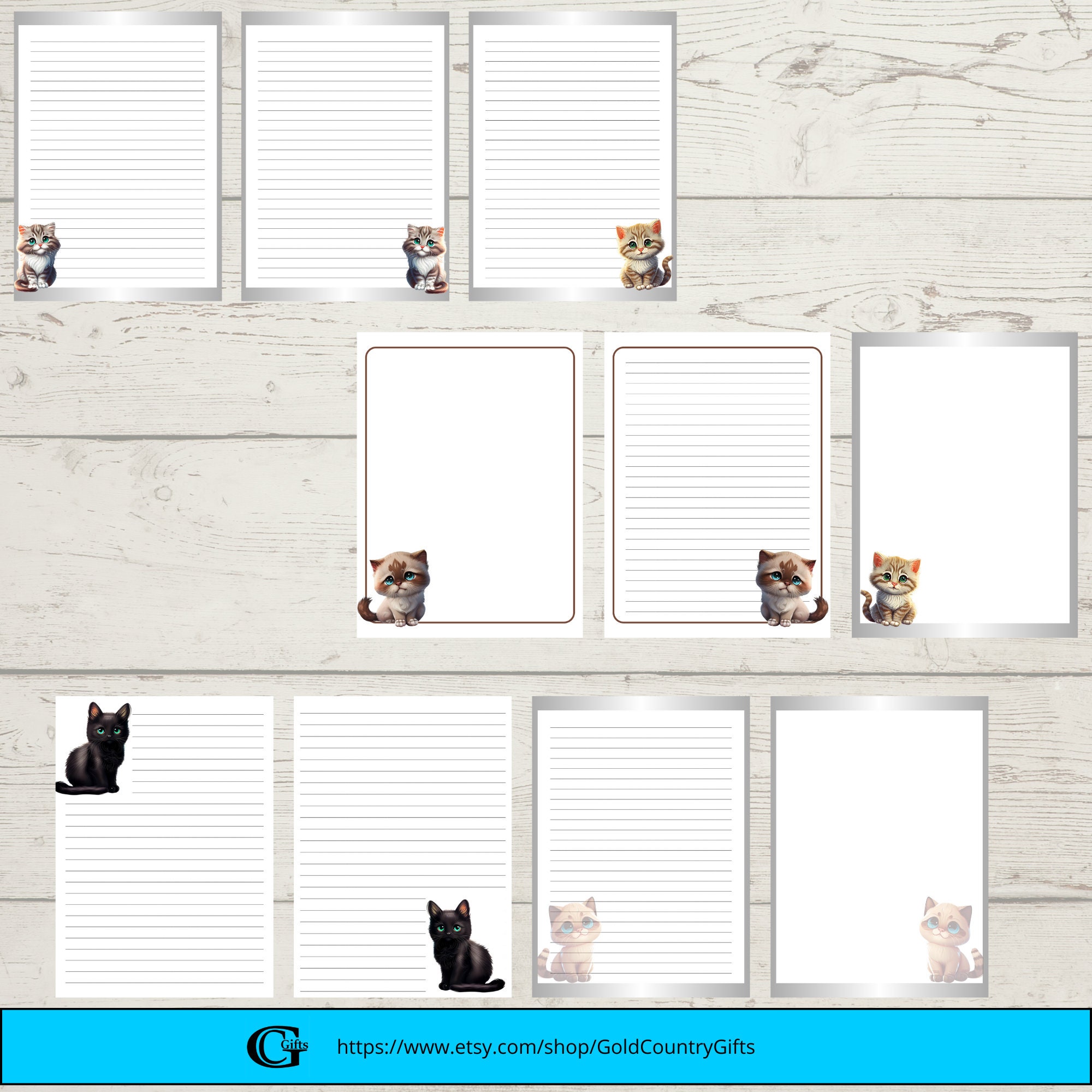 Cute Cat Stationery, Printable Cute Cat Stationery, Cute Cat Notepaper ...