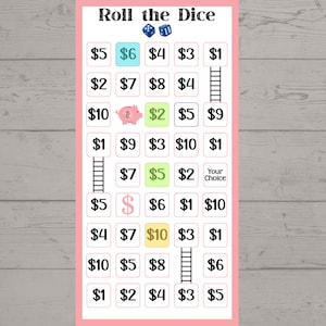 Printable Roll the Dice Savings Challenge Game, Money Savings Challenge ...