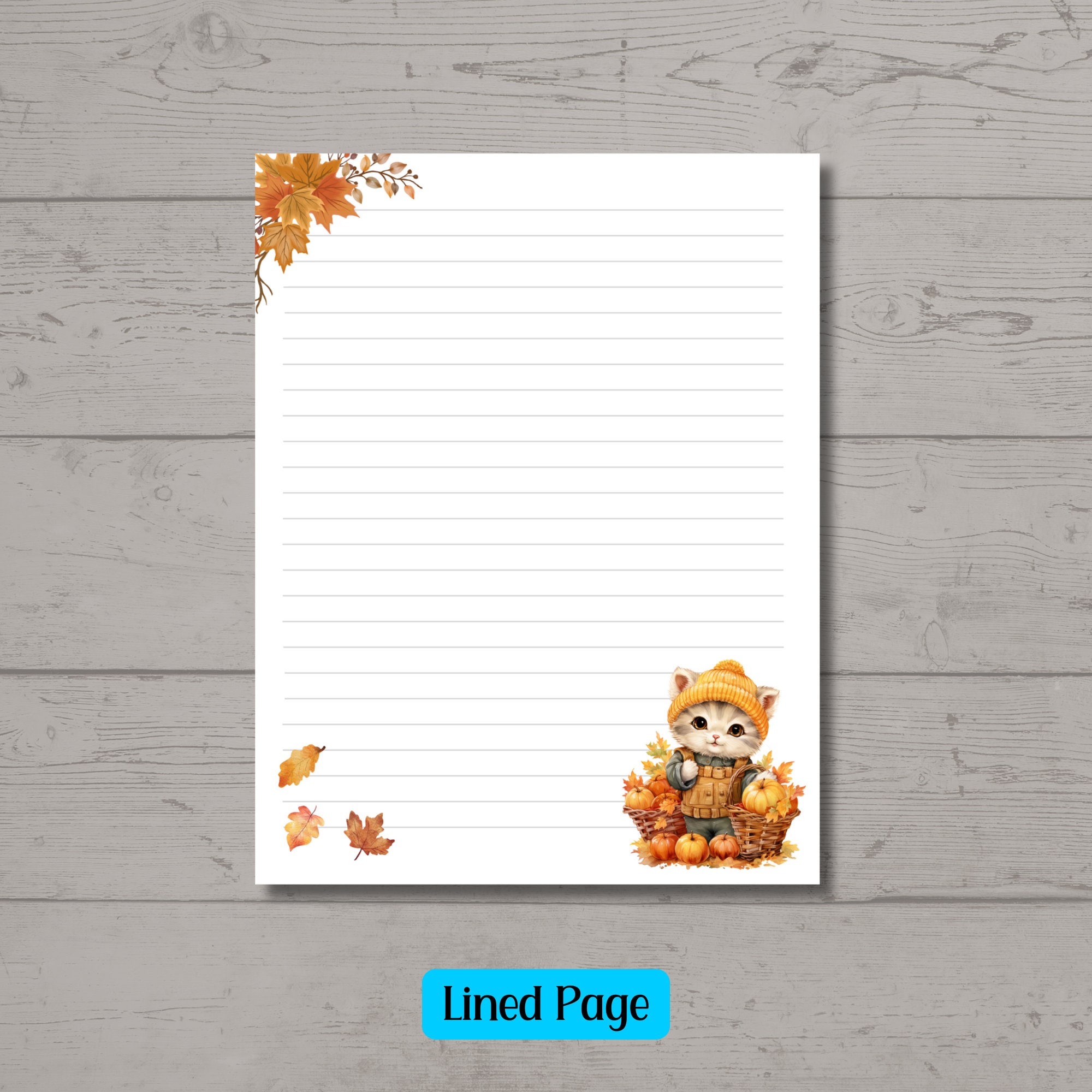 Printable Autumn Stationery Lined Paper, Printable Writing Paper With ...