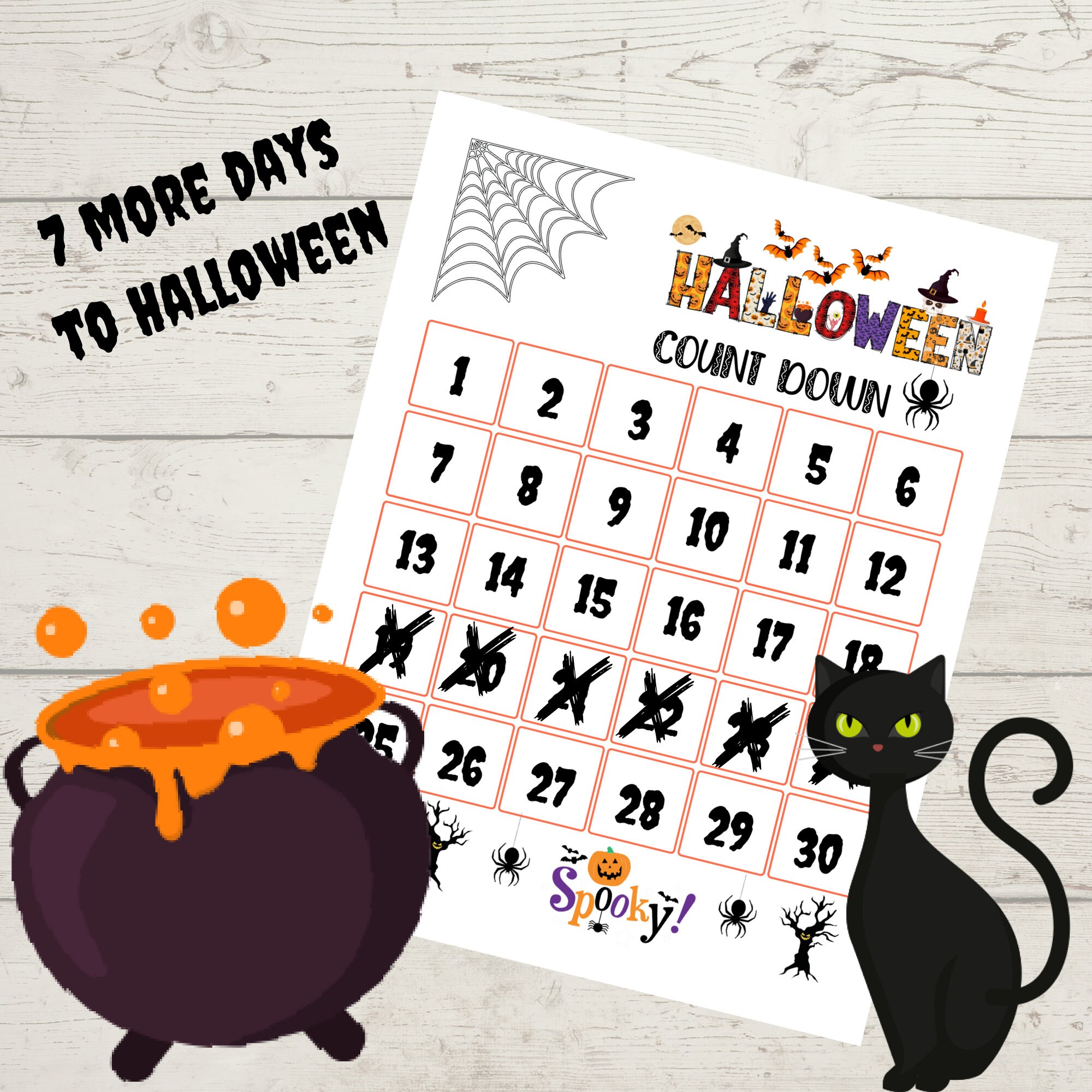 Halloween Printable Countdown Calendar for Kids, Calendar Activity ...