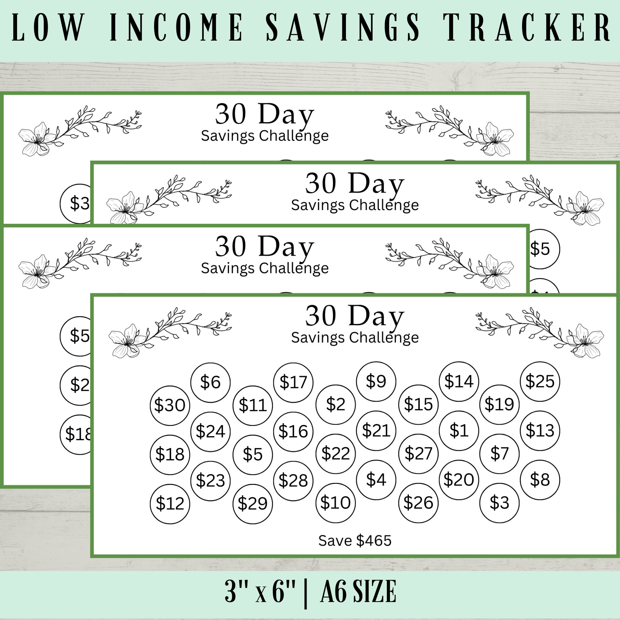 Printable Low Income Savings Challenge, Savings Tracker, Cash Envelopes ...