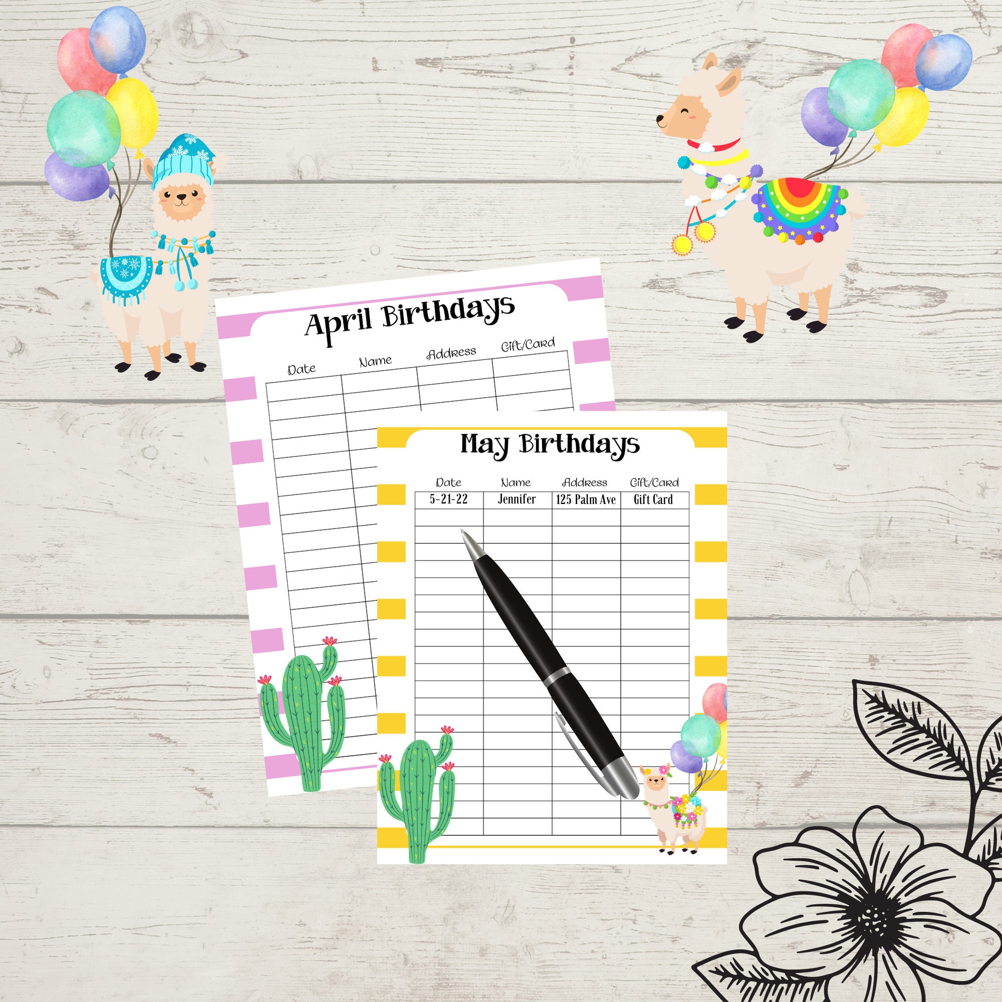 Printable Birthday Tracker, Birthday Planner, Birthday Reminder ...