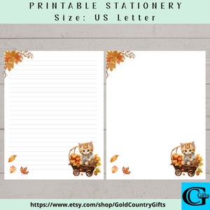 Printable Autumn Stationery Lined Paper, Printable Writing Paper With ...