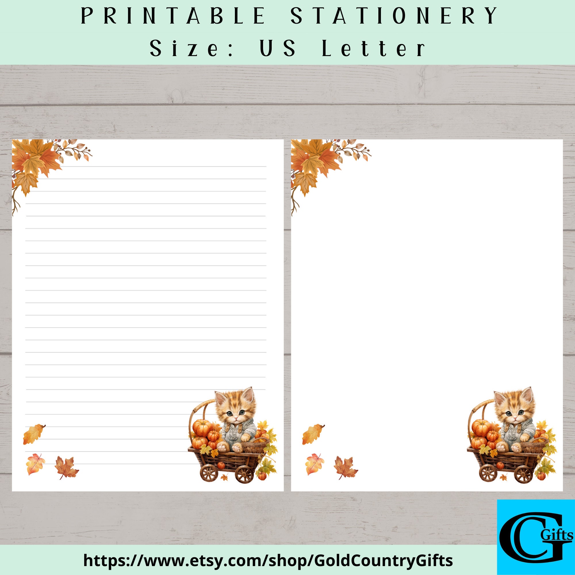 Printable Autumn Stationery Lined Paper Printable Writing - Etsy