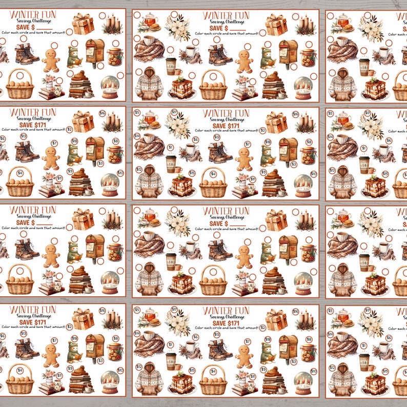 Winter Fun Savings Challenge Printable, Money Saving Challenge, Cash ...