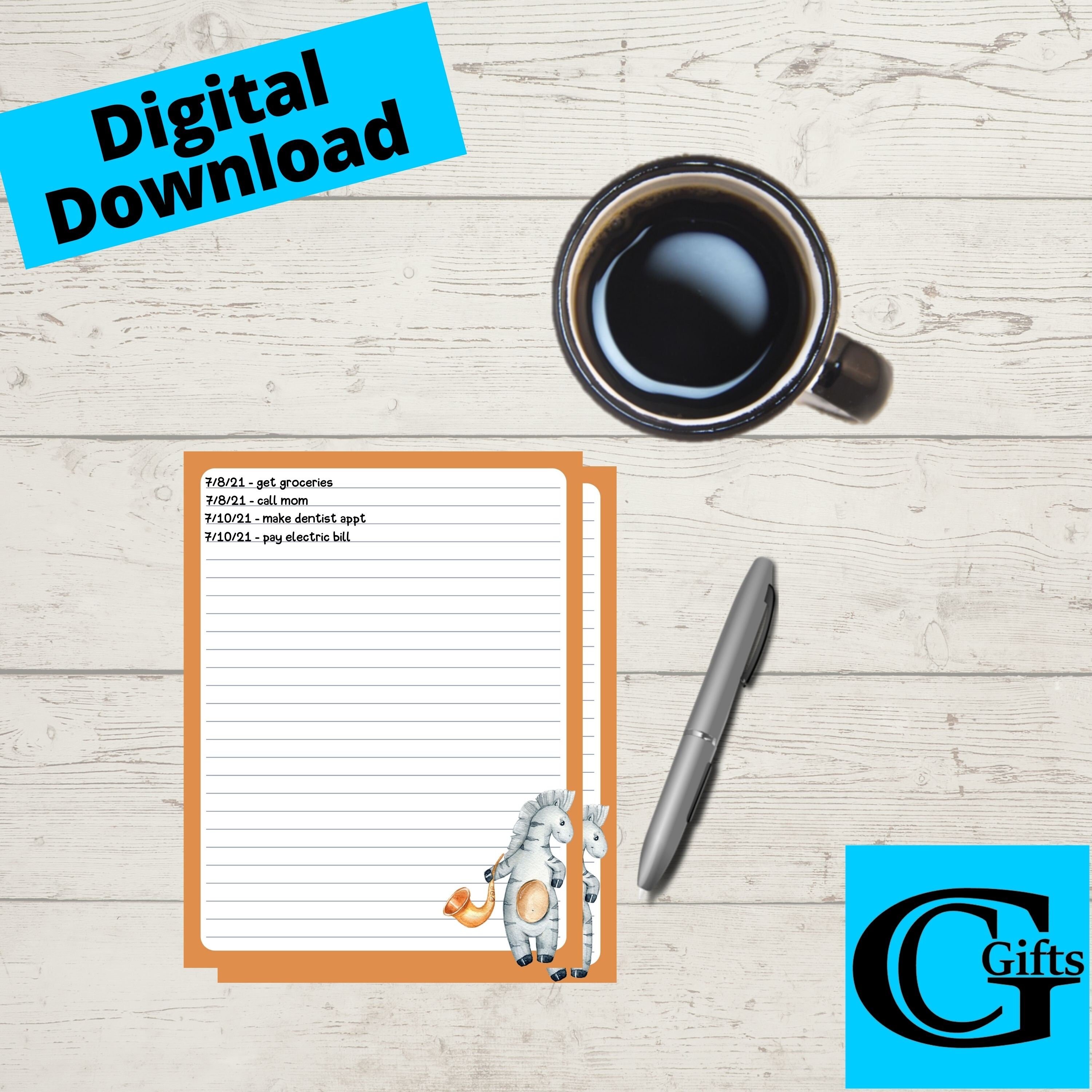 Watercolor Zebra Printable Writing Paper, Lined Paper, Zebra Stationery ...