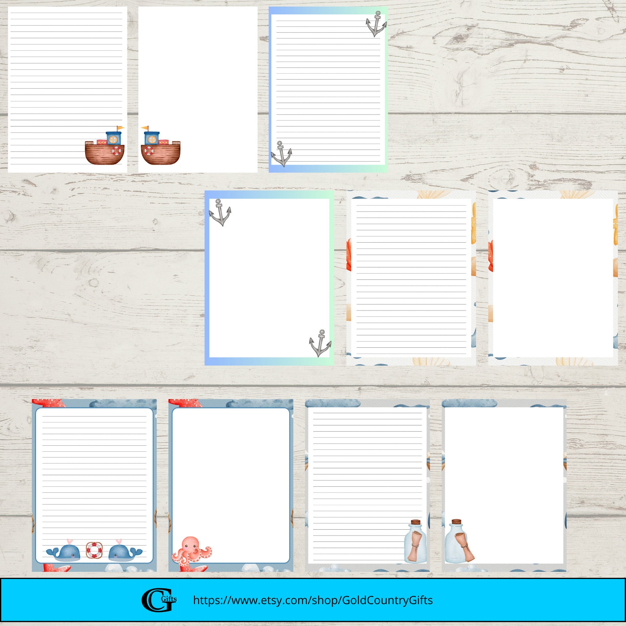 Nautical Stationery, Printable Nautical Stationery, Nautical Notepaper ...