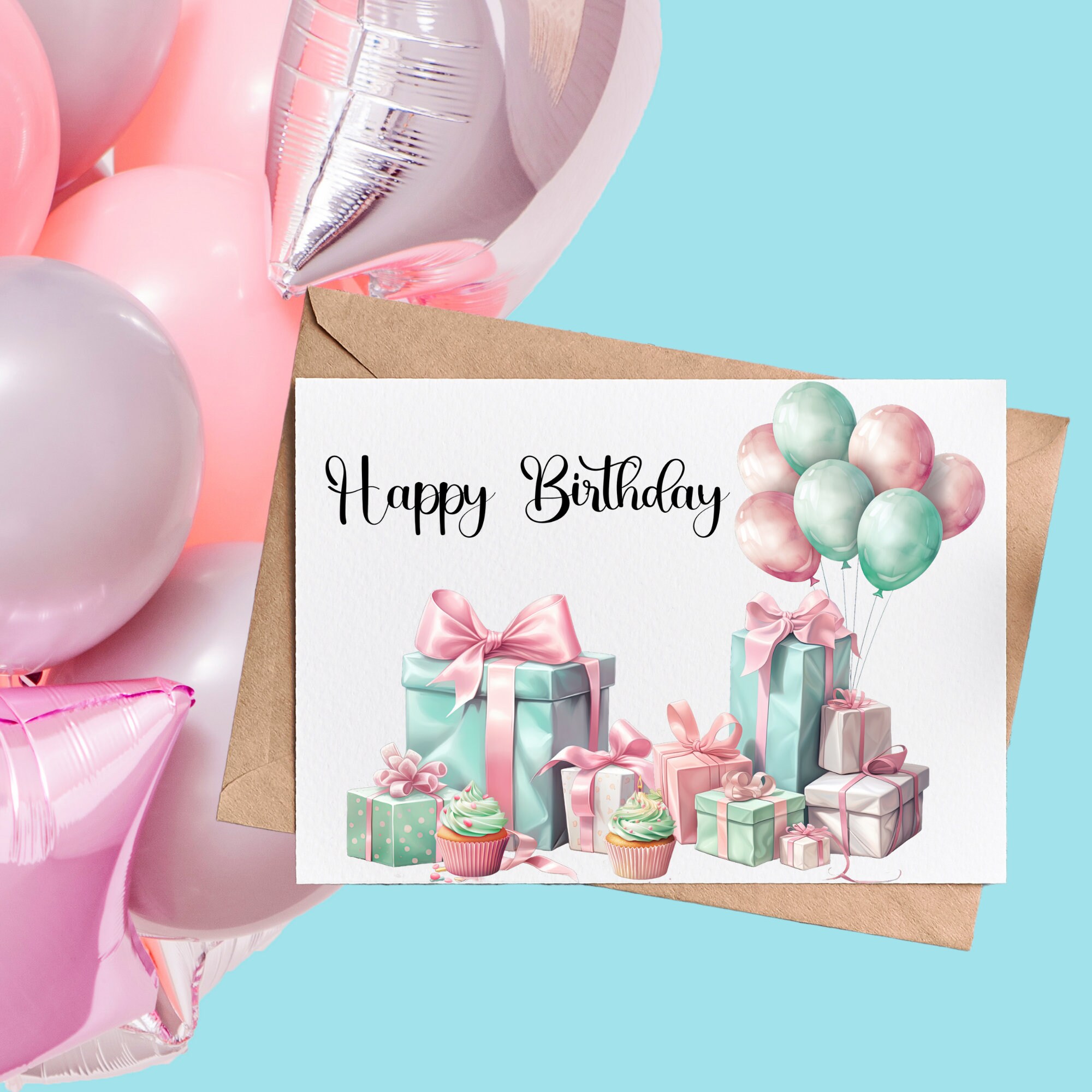 Printable Birthday Card With Presents Happy Birthday Card - Etsy