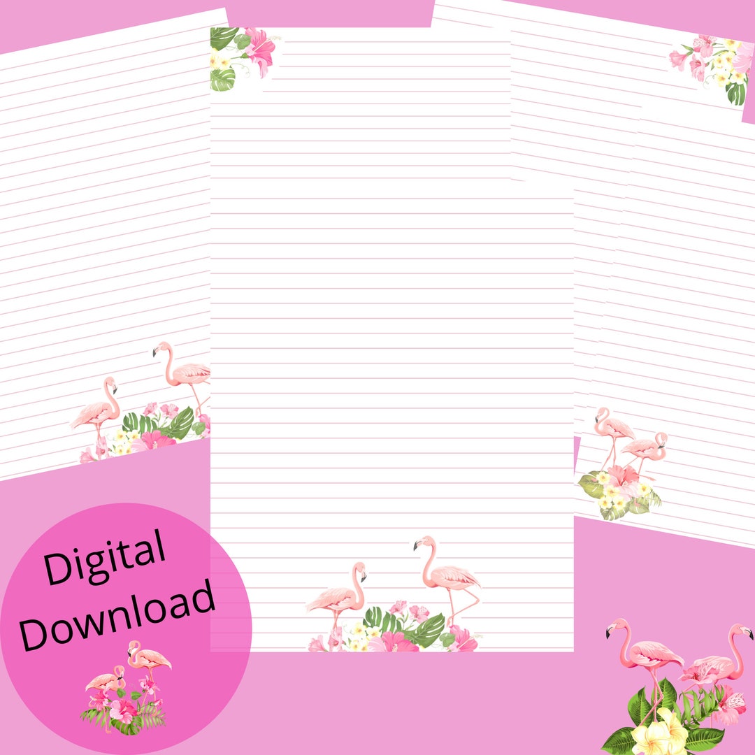 Flamingo Printable Stationery Printable Writing Paper Printable Paper ...