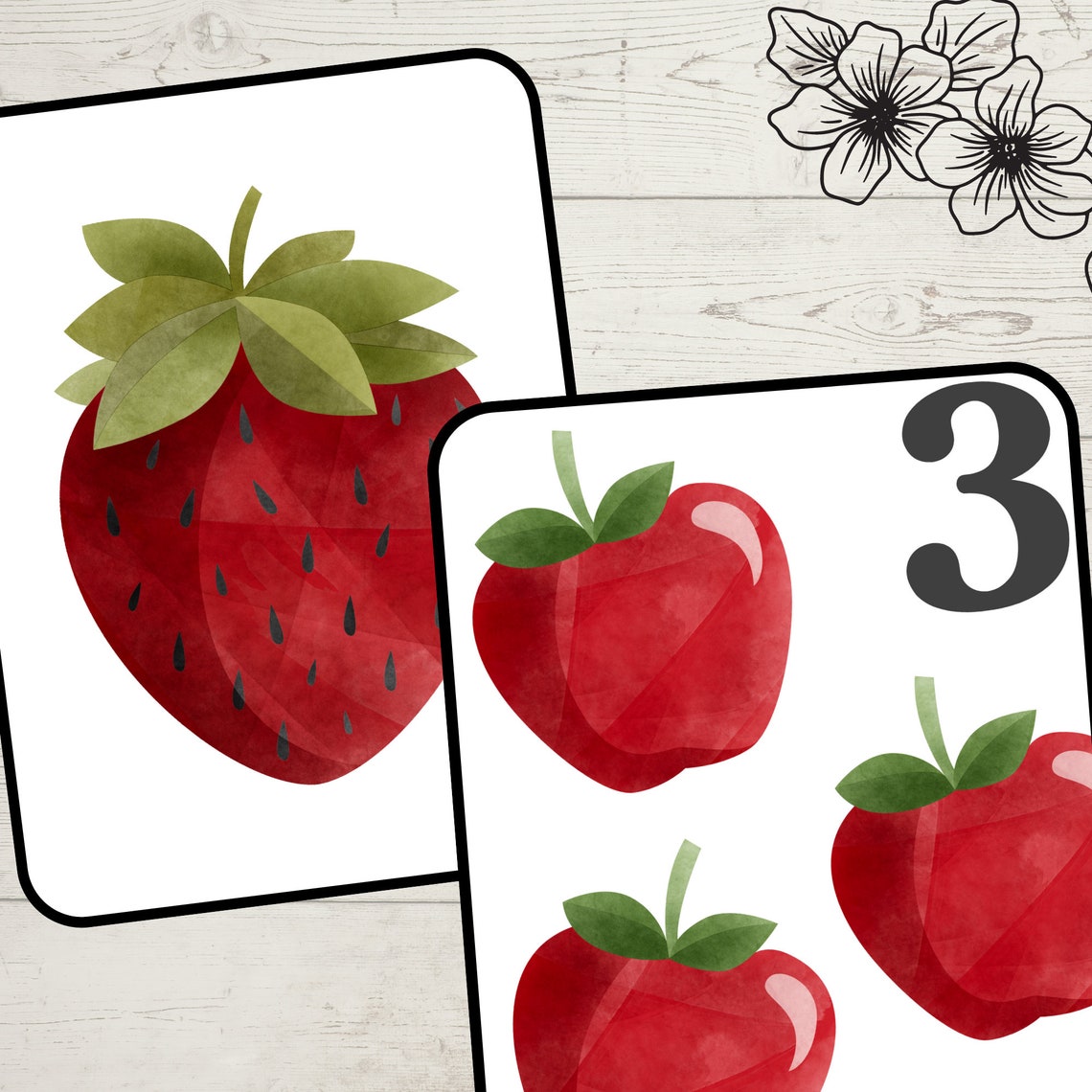 Number Flashcards With Fruit, 1 10 Digital Download, Homeschool ...