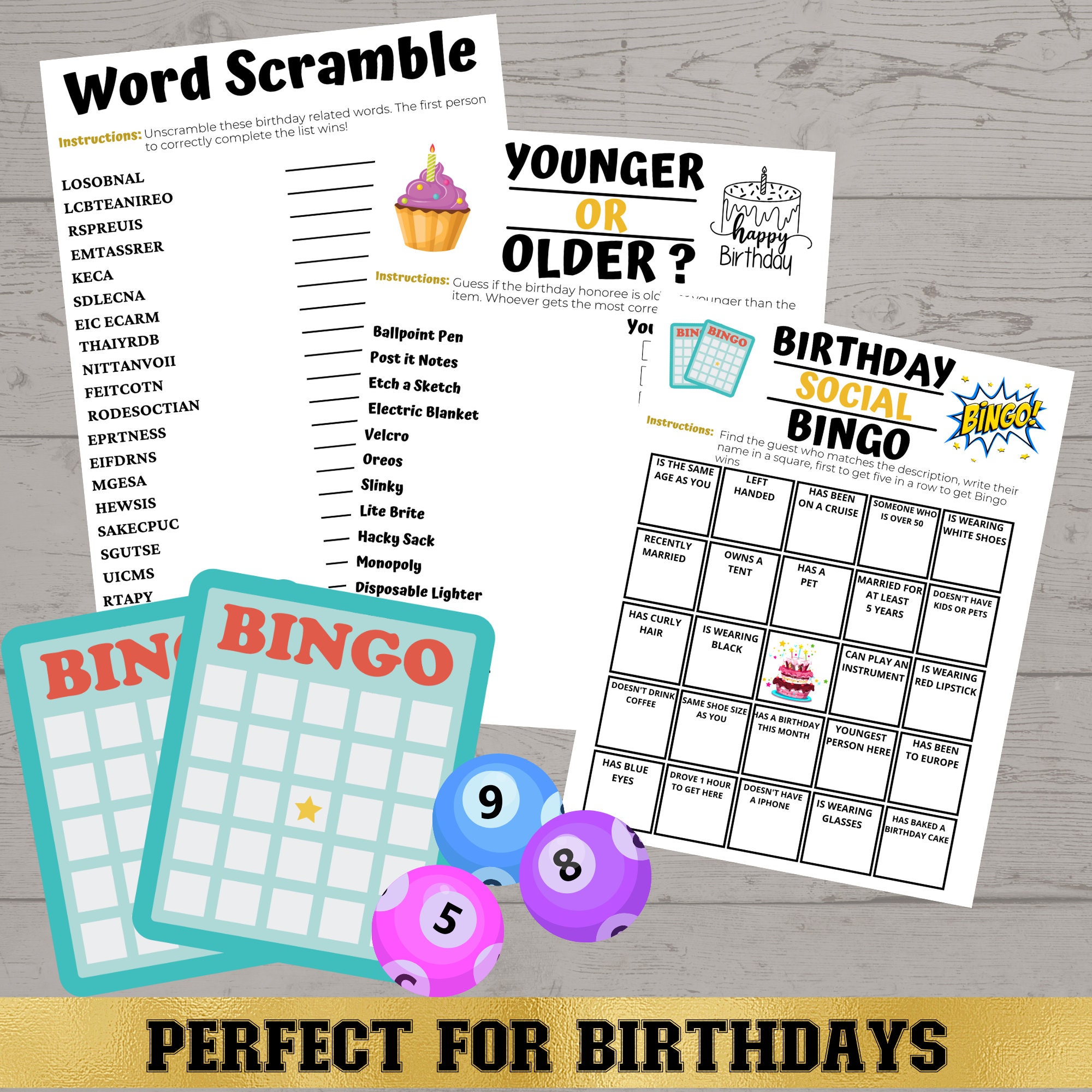 Printable Birthday Party Games, Born in 1930, 20 Birthday Game Bundle ...