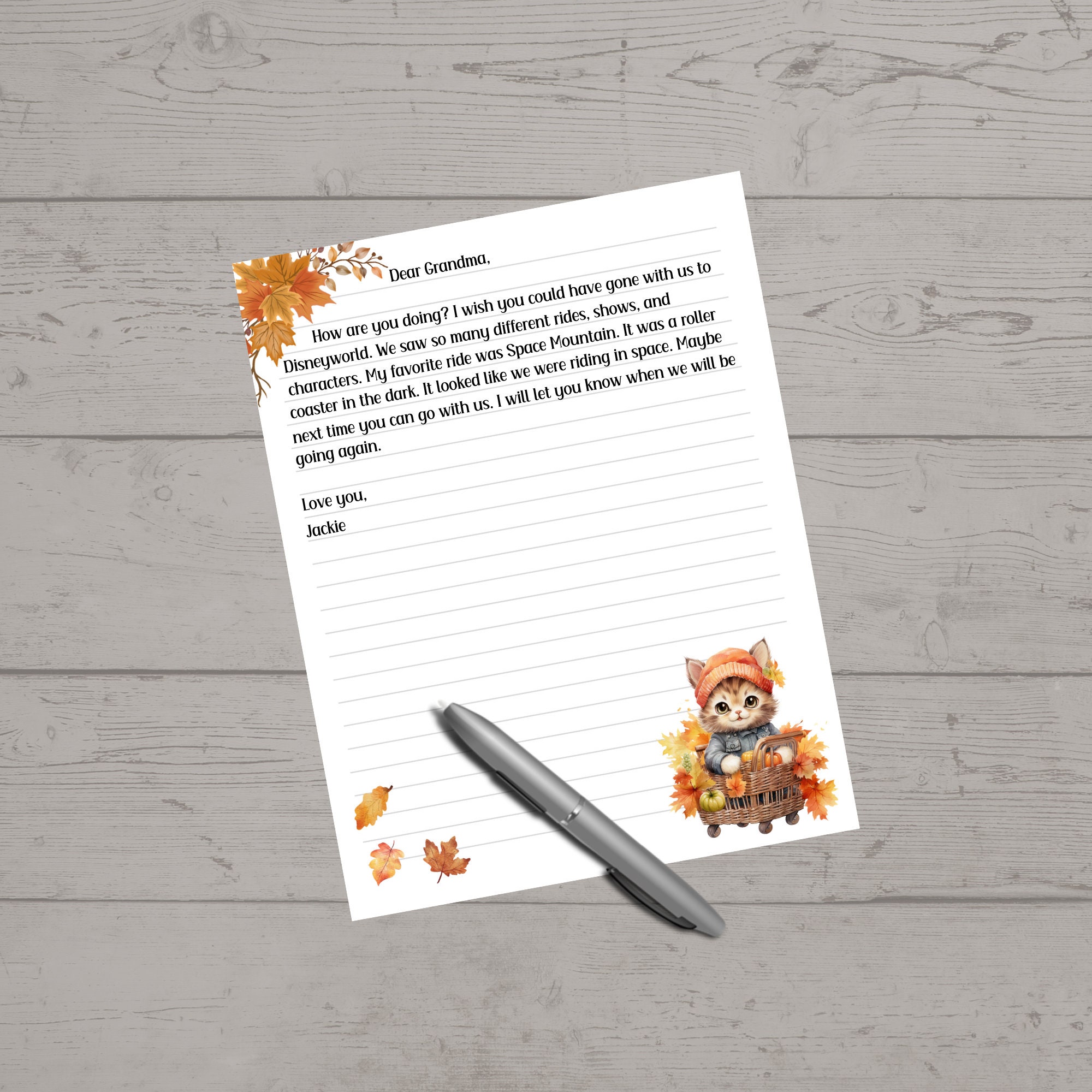 Printable Autumn Stationery Lined Paper, Printable Writing Paper With ...