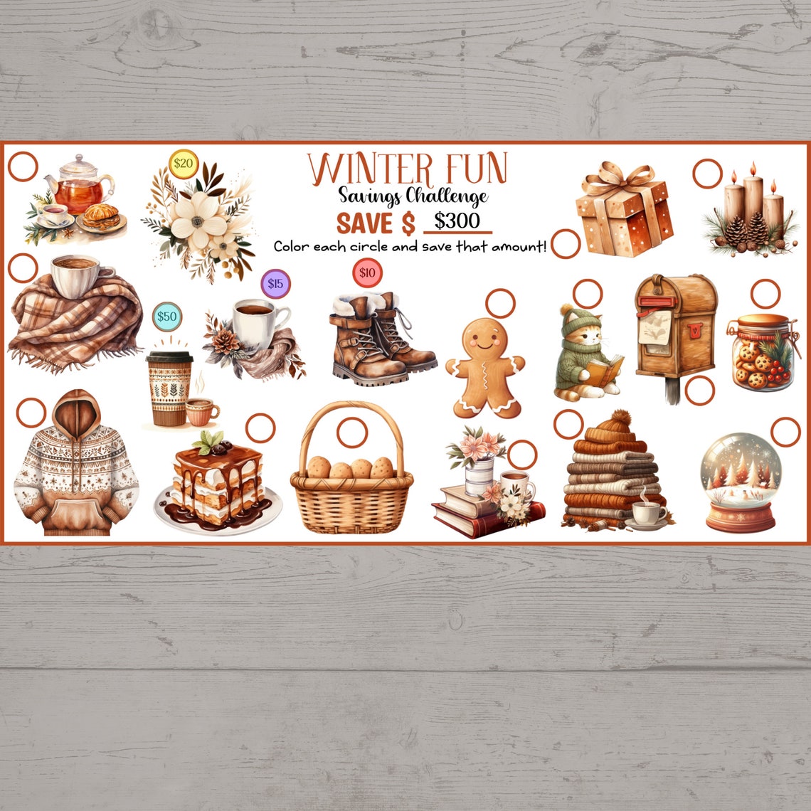 Winter Fun Savings Challenge Printable, Money Saving Challenge, Cash ...
