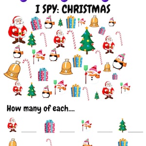 Printable Christmas Kid Activity Bundle Word Find Word Fill in I SPY ...