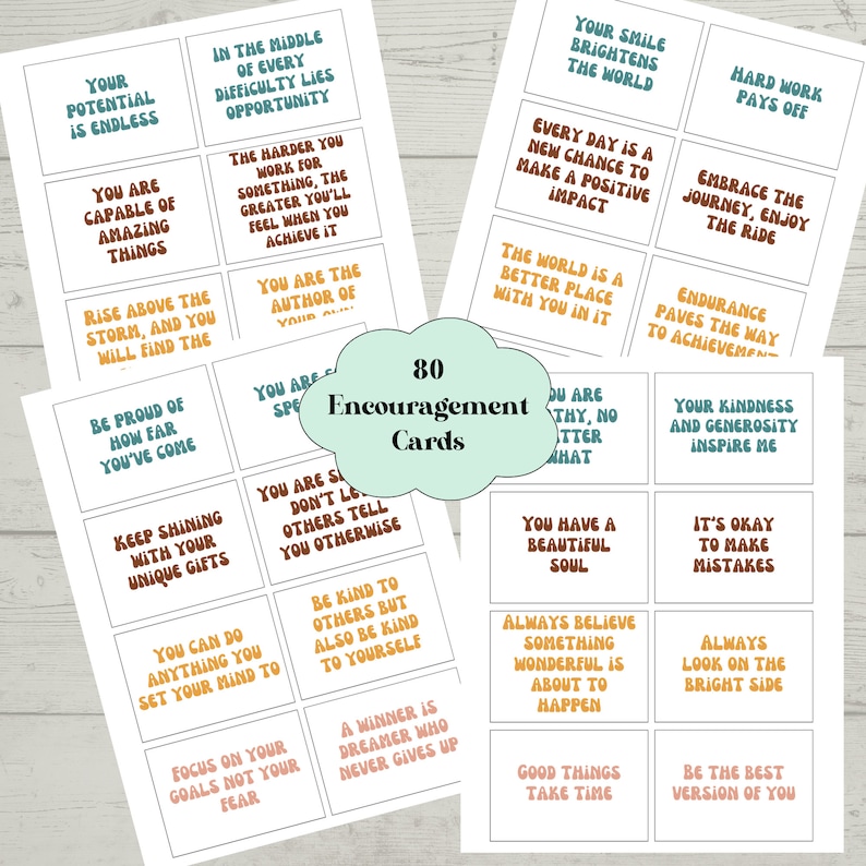 Printable Positive Affirmation Cards, Gratitude Cards, Notes of ...
