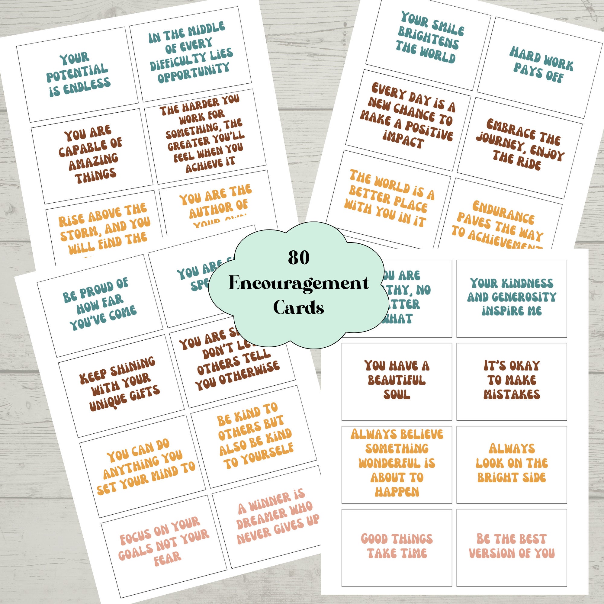 Printable Positive Affirmation Cards, Gratitude Cards, Notes of ...