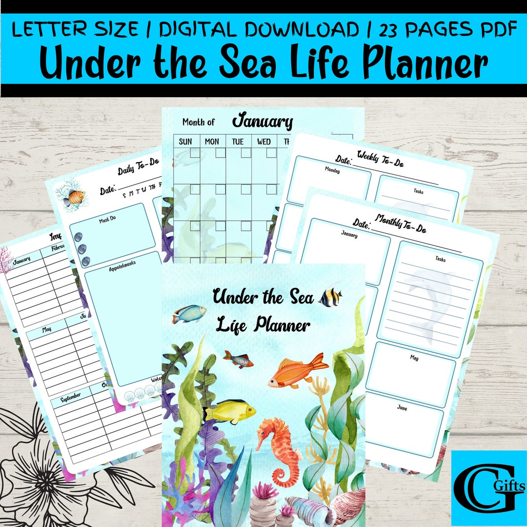 Under the Sea Life Planner, Ocean, Marine, Beach, Undated Planner, To ...