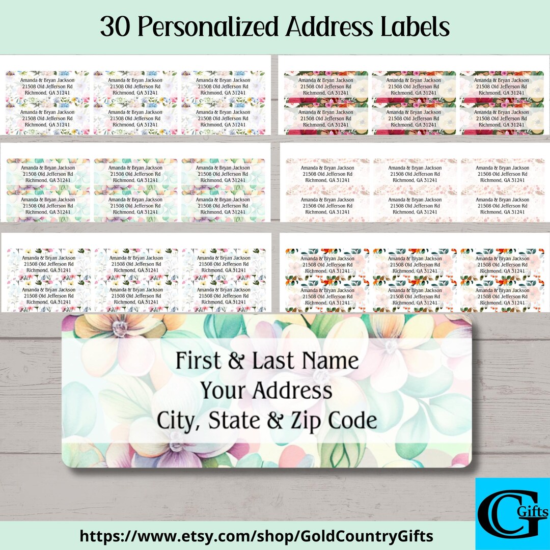 Personalized Address Labels, Multicolored Floral Print Return Address ...