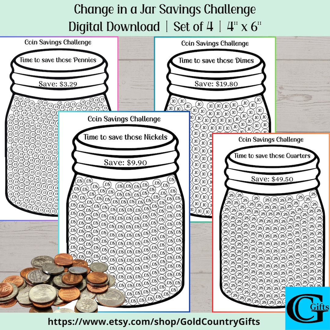 Printable Spare Change Savings Tracker, Pennies, Nickels, Dimes ...