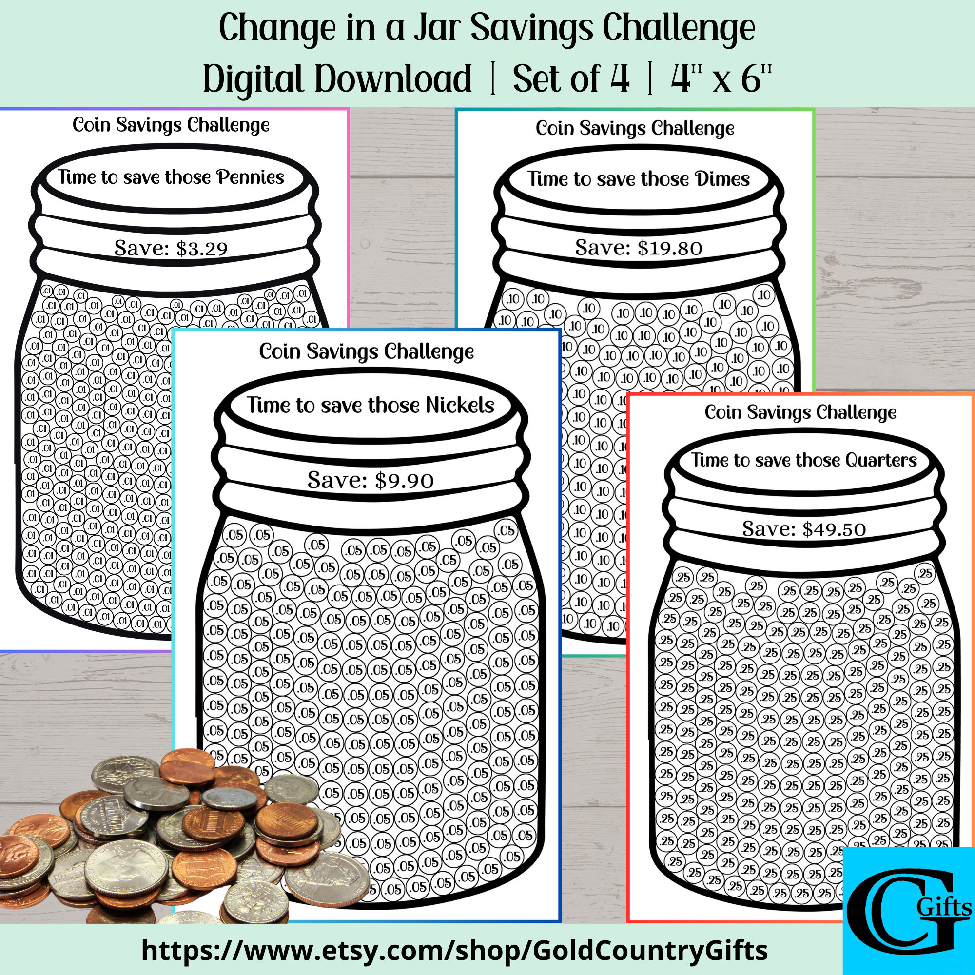Printable Spare Change Savings Tracker, Pennies, Nickels, Dimes ...