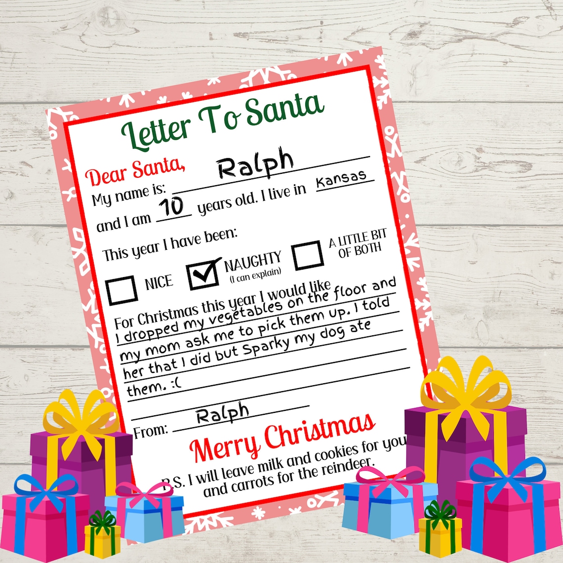 Printable Letter to Santa Kids Letter to Santa Santa Letter - Etsy