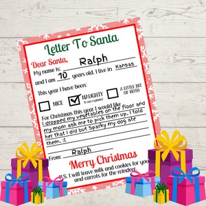 Printable Letter to Santa Kids Letter to Santa Santa Letter - Etsy