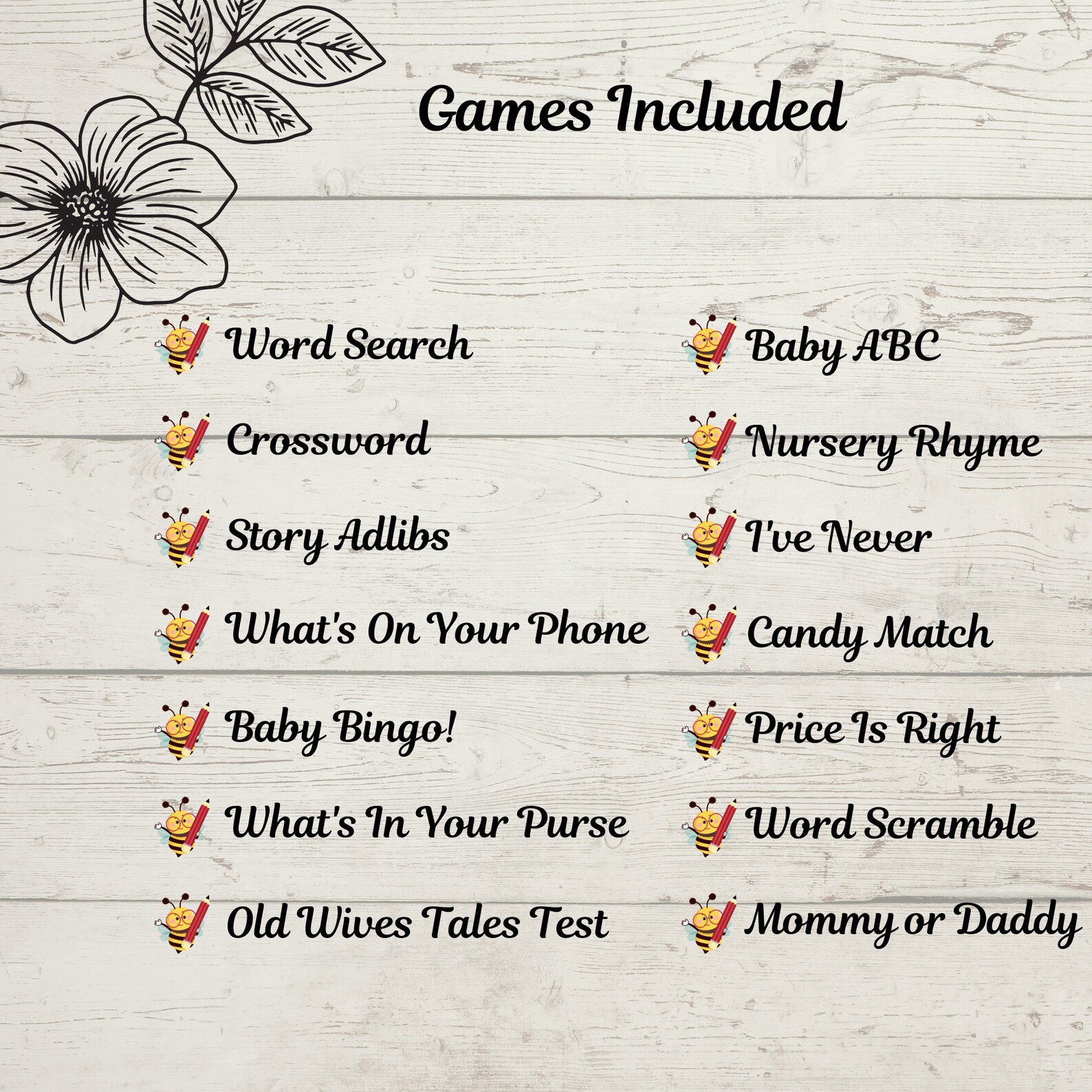 14 Baby Shower Printable Games, Baby Shower Game Bundle, Bumble Bee ...