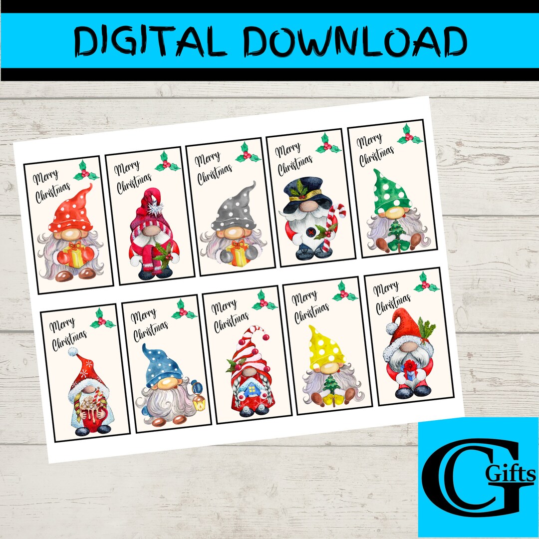 Christmas Tags Printable, Gnome Christmas Gift Tags, Instant Download ...