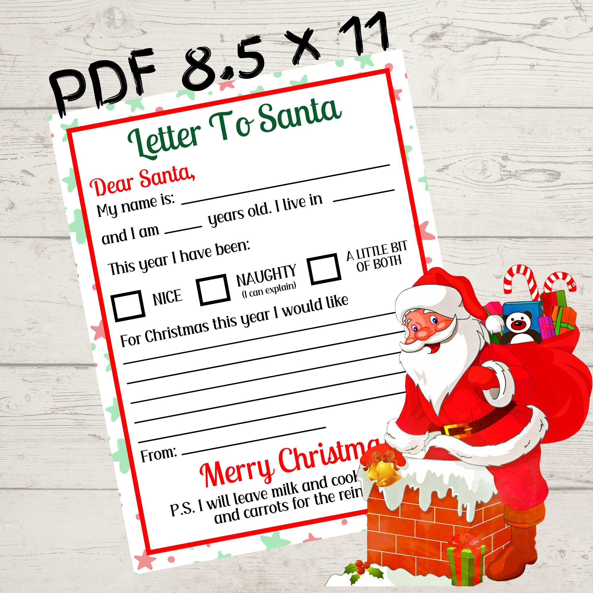 Printable Letter to Santa Kids Letter to Santa Santa Letter - Etsy