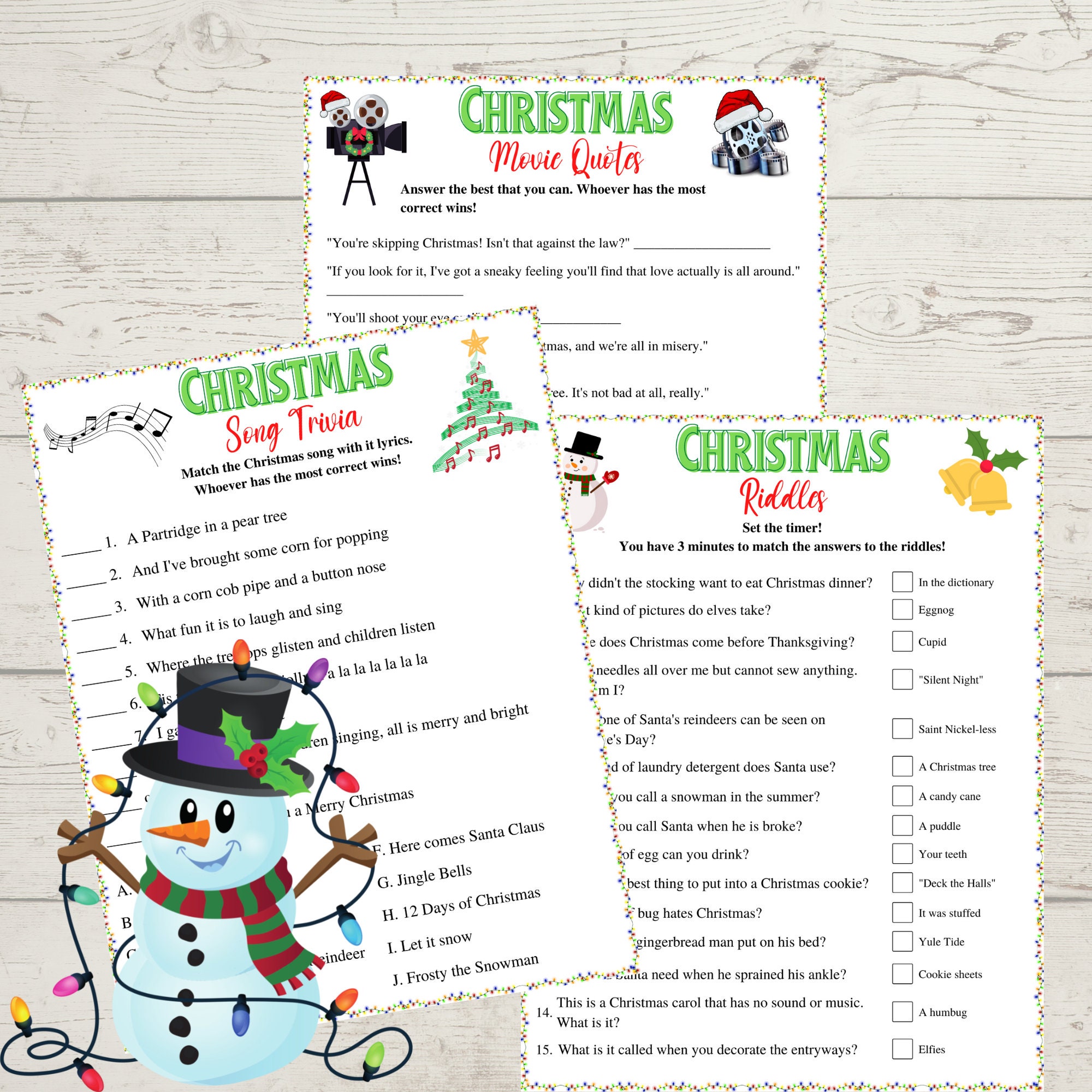 18 Printable Christmas Game Bundle, Christmas Party Games, Christmas ...