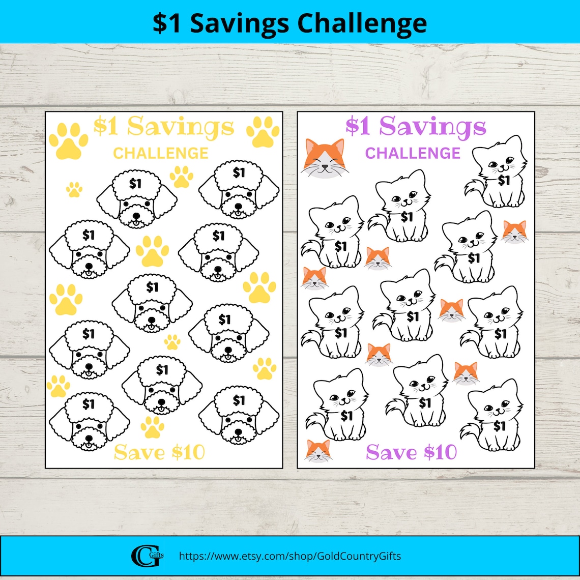 Kids Printable Savings Challenge Bundle, A6 Sized Savings Trackers ...