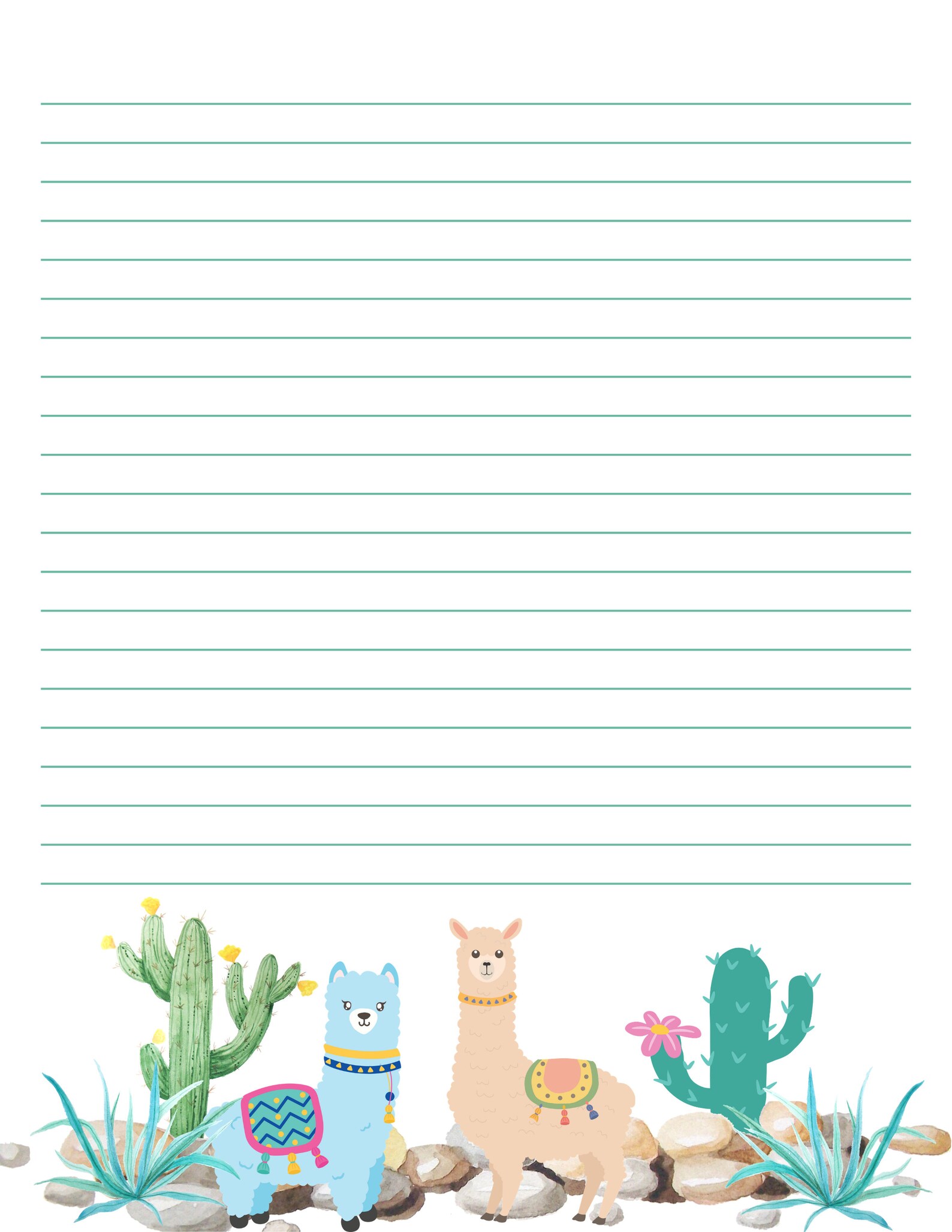 Llama Printable Stationery – Printable Writing Paper – Printable Paper ...