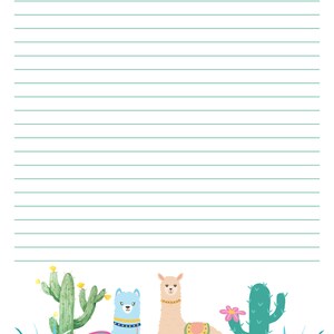 Llama Printable Stationery – Printable Writing Paper – Printable Paper ...