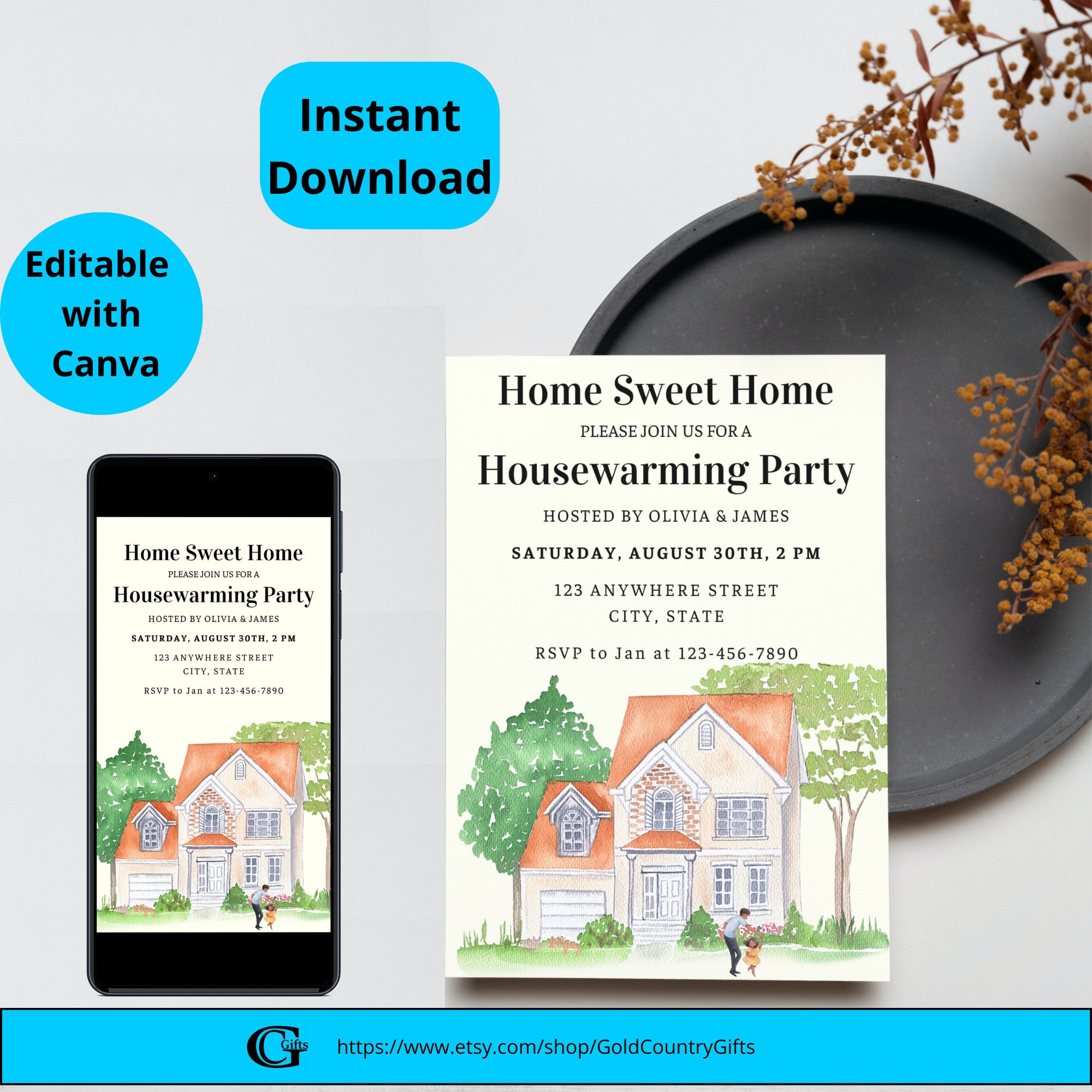 Editable Housewarming Invitation, Instant Download, Housewarming Party ...