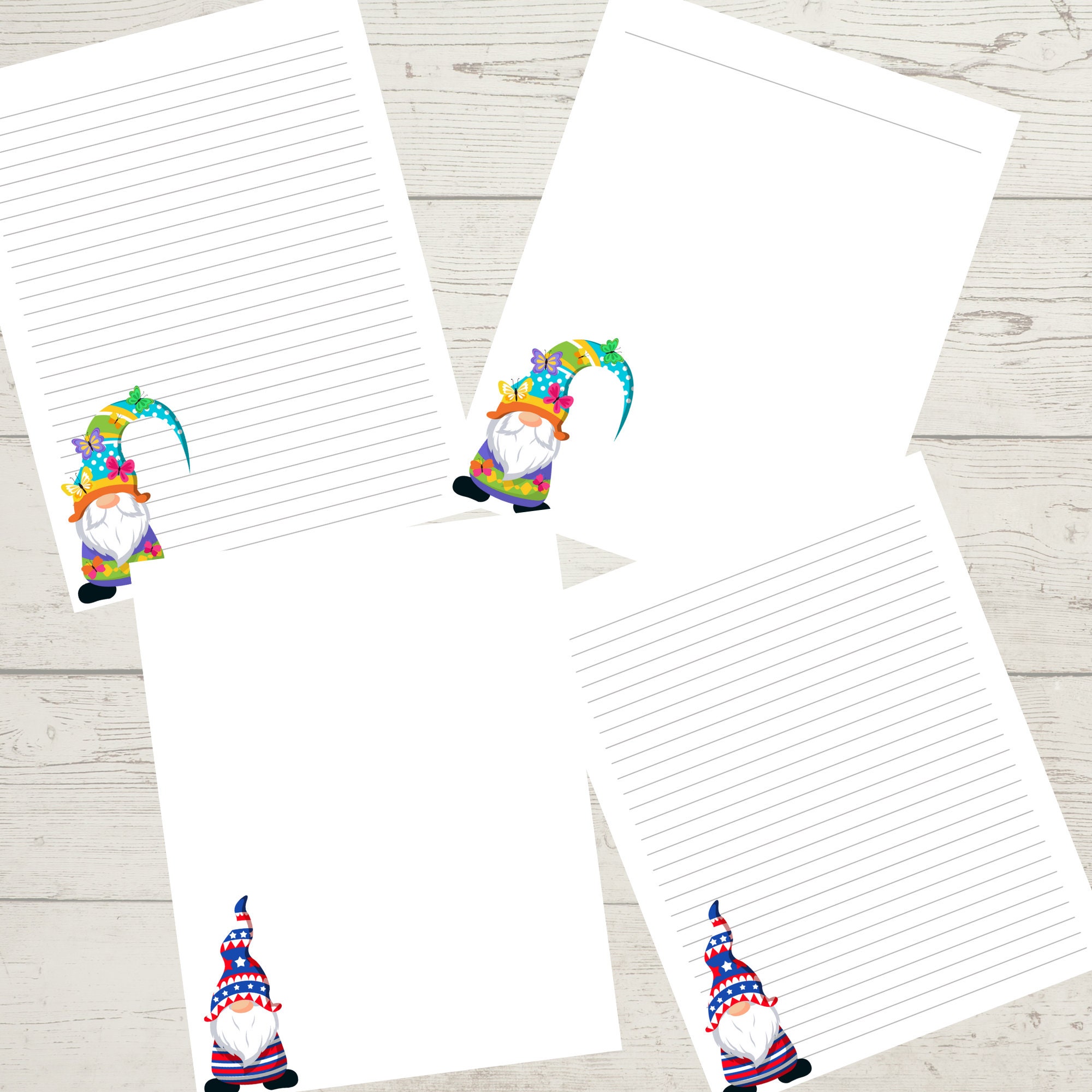 Gnome Stationery, Printable Gnome Stationery, Gnome Notepaper, 8.5 X 11 ...
