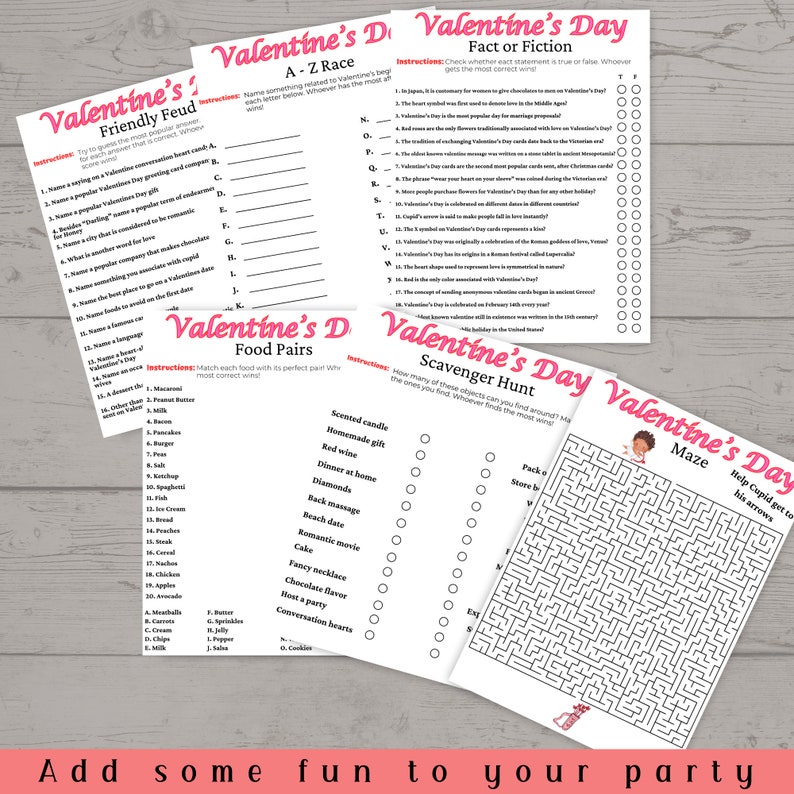 Valentine's Day Printable Games, Valentine's Game Bundle, Valentine's ...