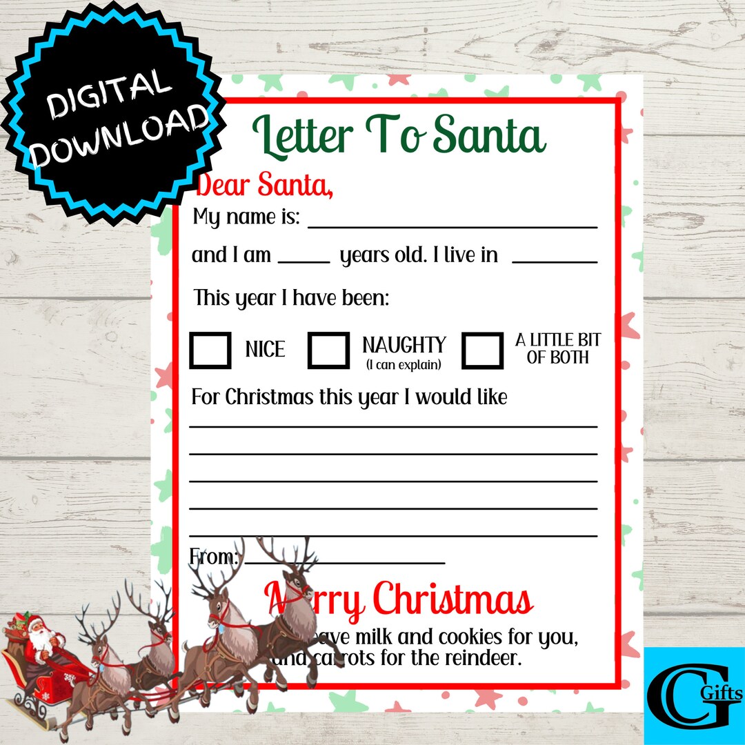 Printable Letter to Santa, Kids Letter to Santa, Santa Letter ...