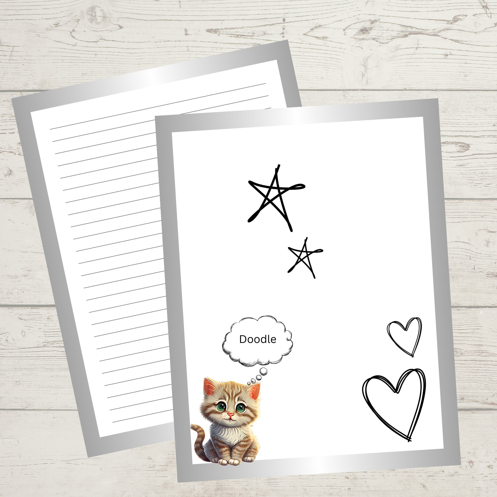 Cute Cat Stationery, Printable Cute Cat Stationery, Cute Cat Notepaper ...