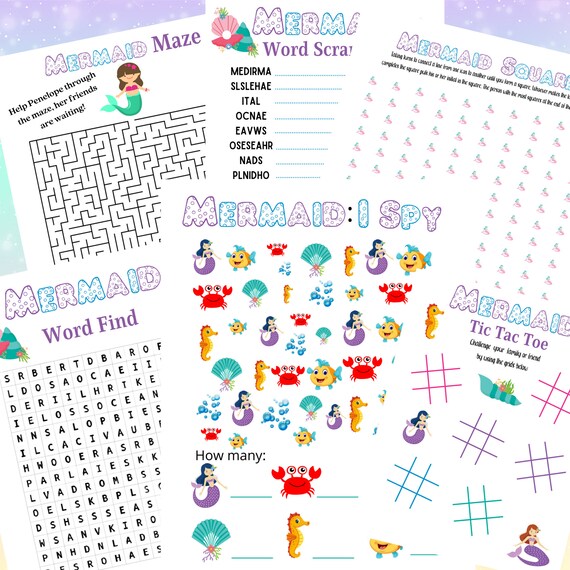 Mermaid Activity Set Printable Activities For Kids Mermaid | Etsy