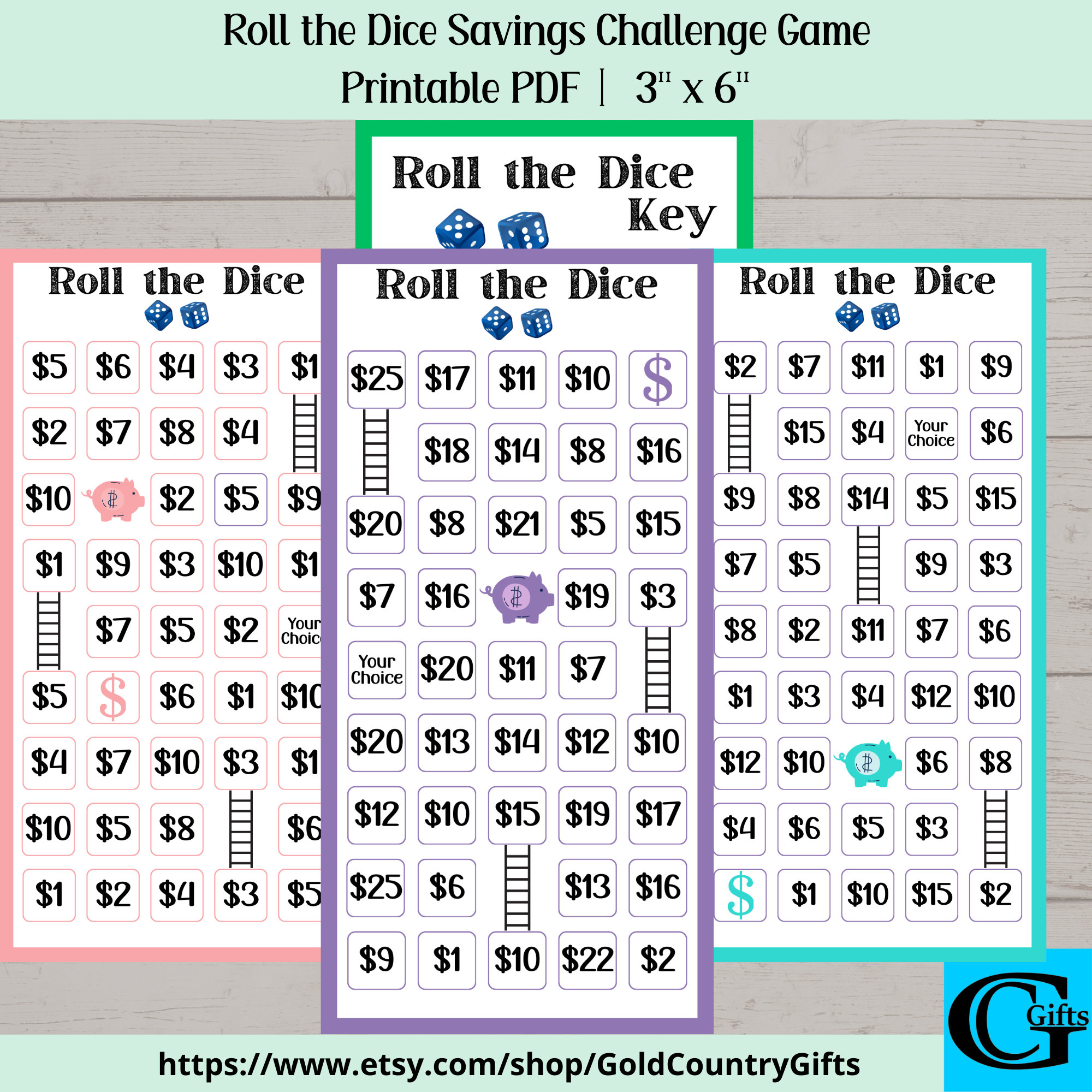 Printable Roll the Dice Savings Challenge Game, Money Savings Challenge ...